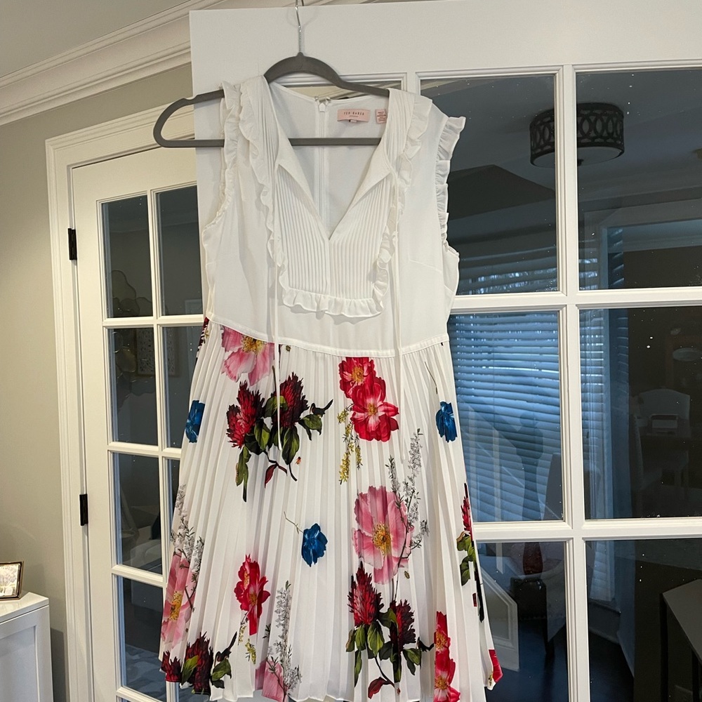 A Line Ted Baker Tea Length Smock Front Dress - Gem
